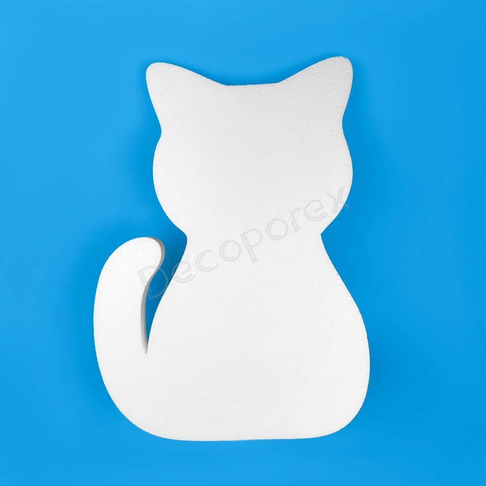 Polystyrene cat shape for crafts and decoration High 20 Cm Thickness 3 ...